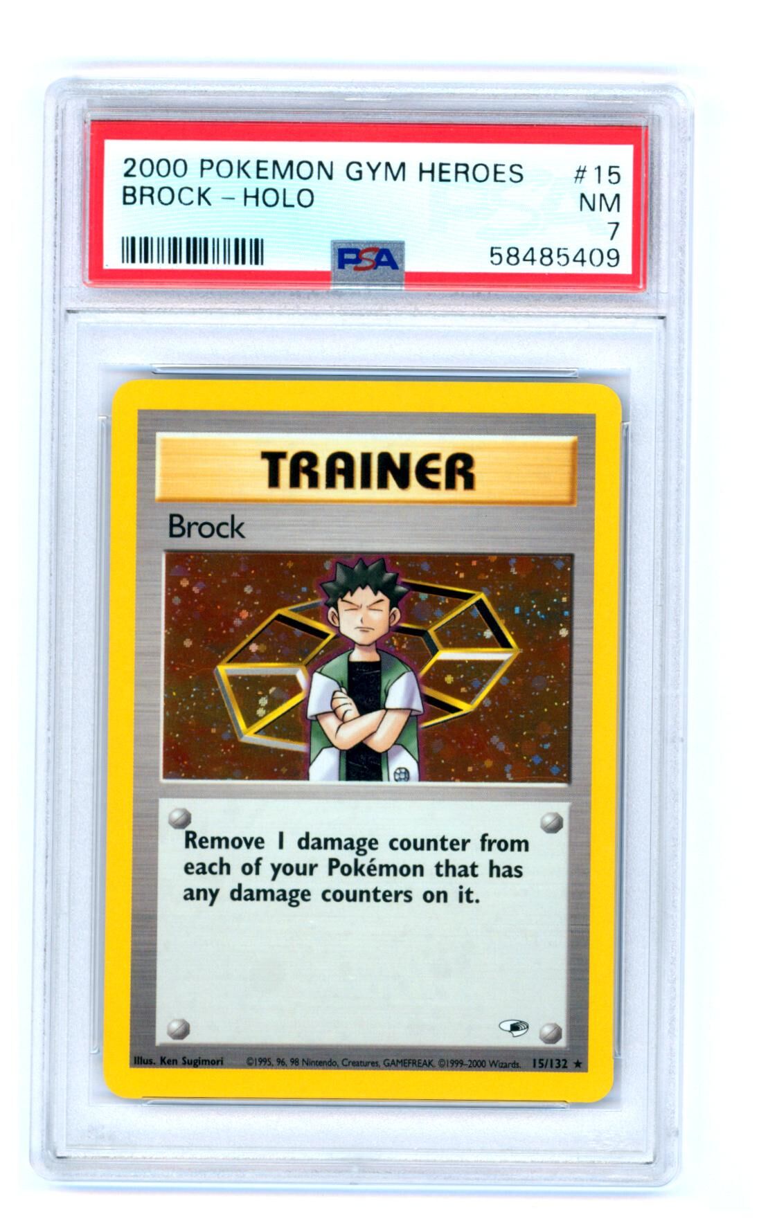 Brock 15/132 - Gym Heroes - Holo - PSA 7 NM - Pokémon • Amazingtoys.ch